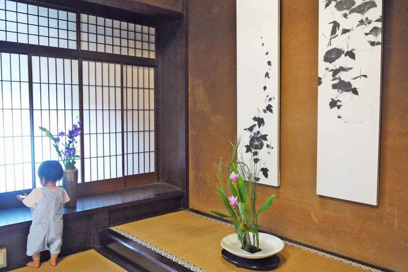 京間和室16畳。坪庭が美しい築200年の大型京町家ギャラリー「be京都」。イベント、講座、撮影などに！京都御所、同志社大近く。